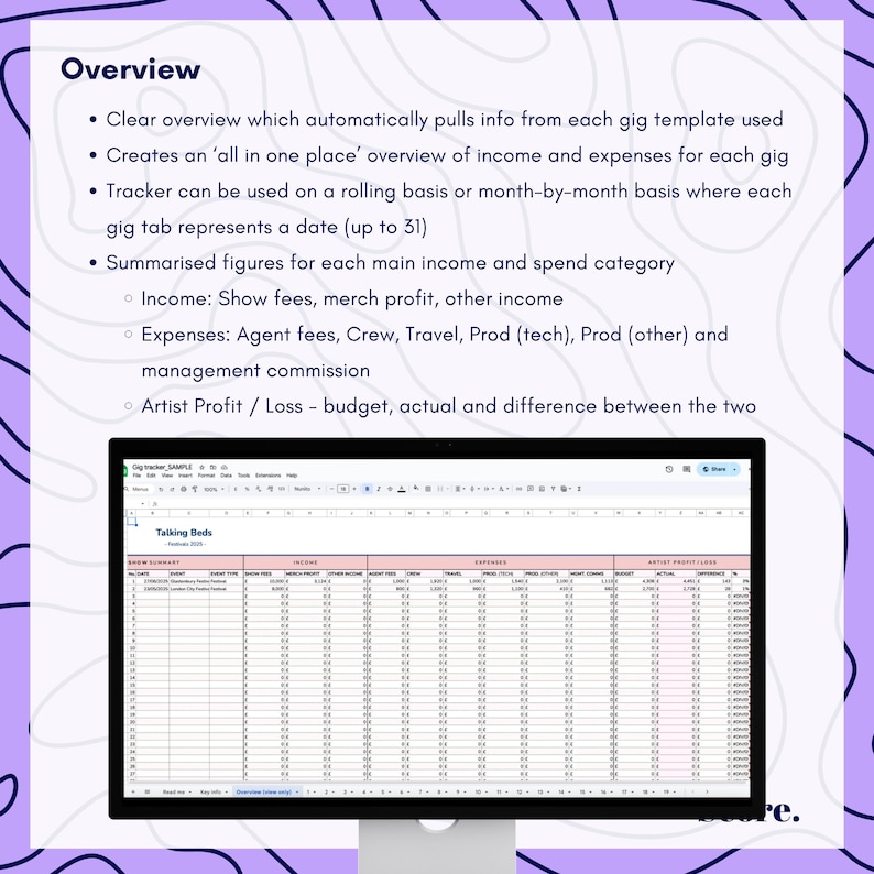 Gig Tracker Template for Musicians | Google Sheets - Etsy UK