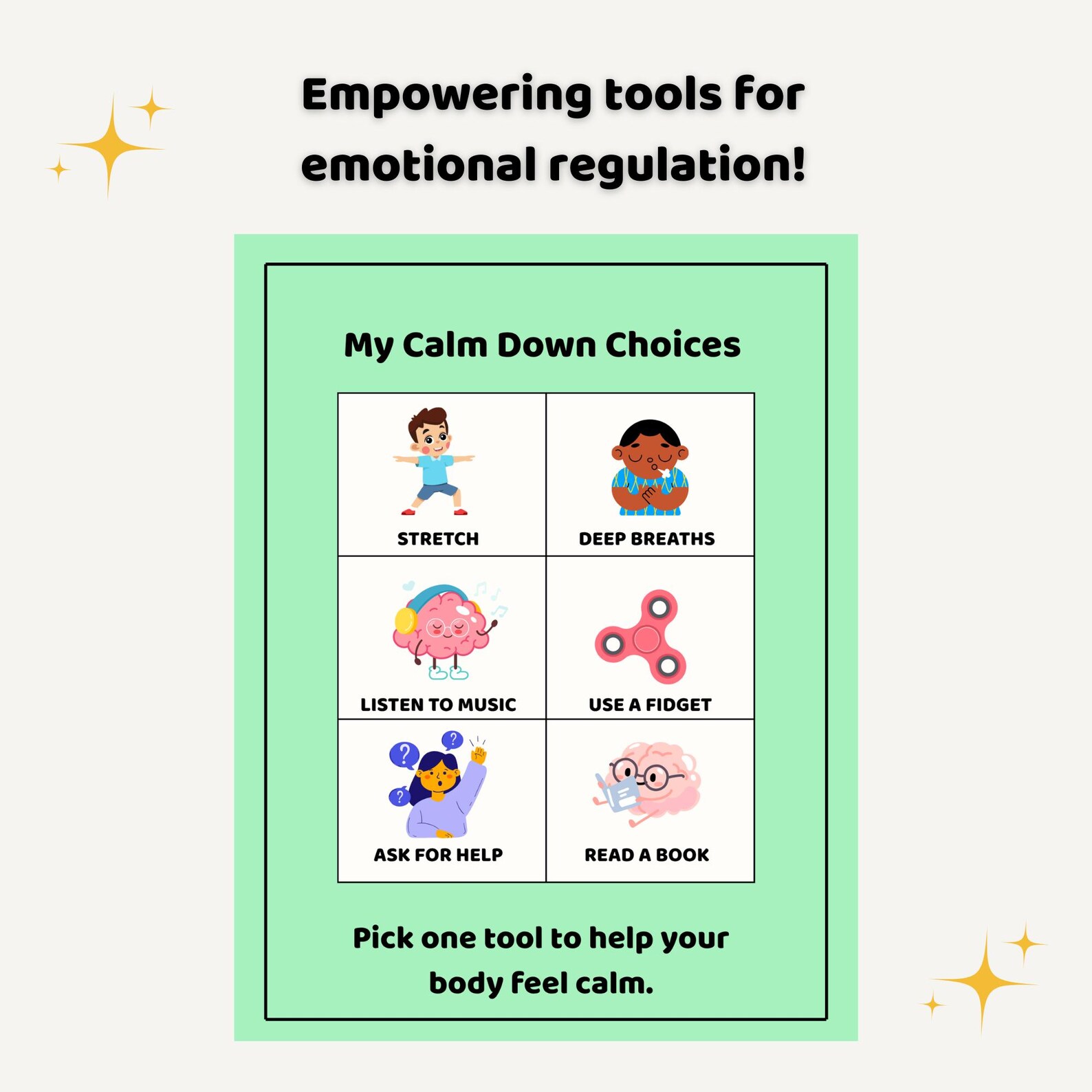 Feelings Chart & Calm Down Toolkit: Printable SEL Visuals for Kids (PDF ...