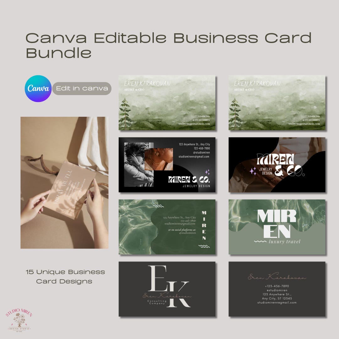 Editable Business Card Template | Canva Business Card Kit | Modern ...