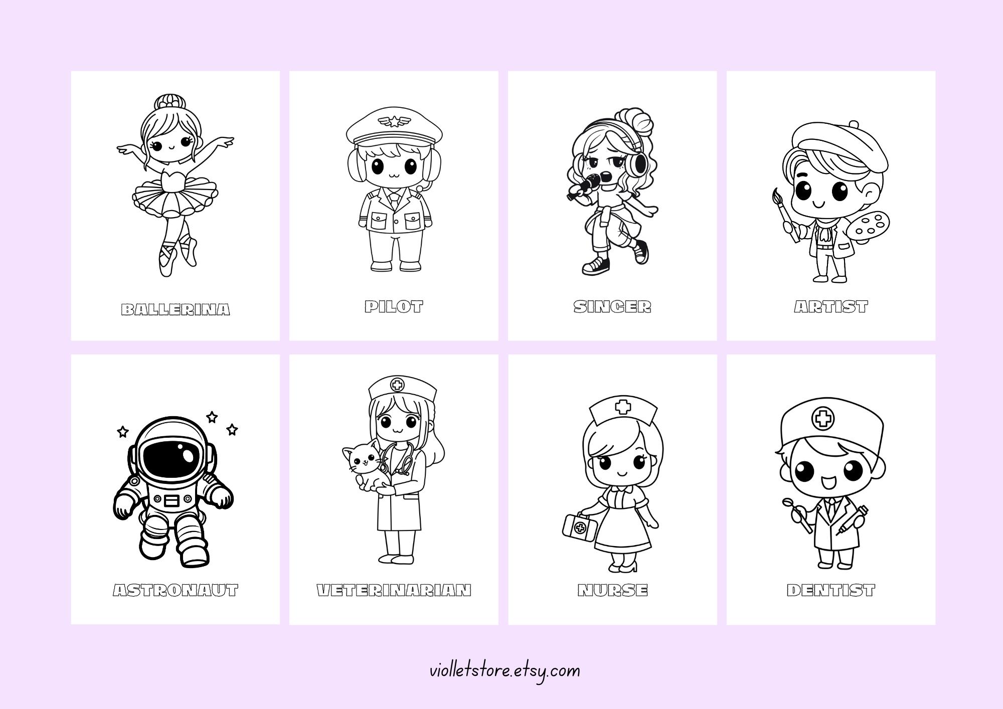 Professions Coloring Pages for Kids – 20 Career Worksheets, Educational ...