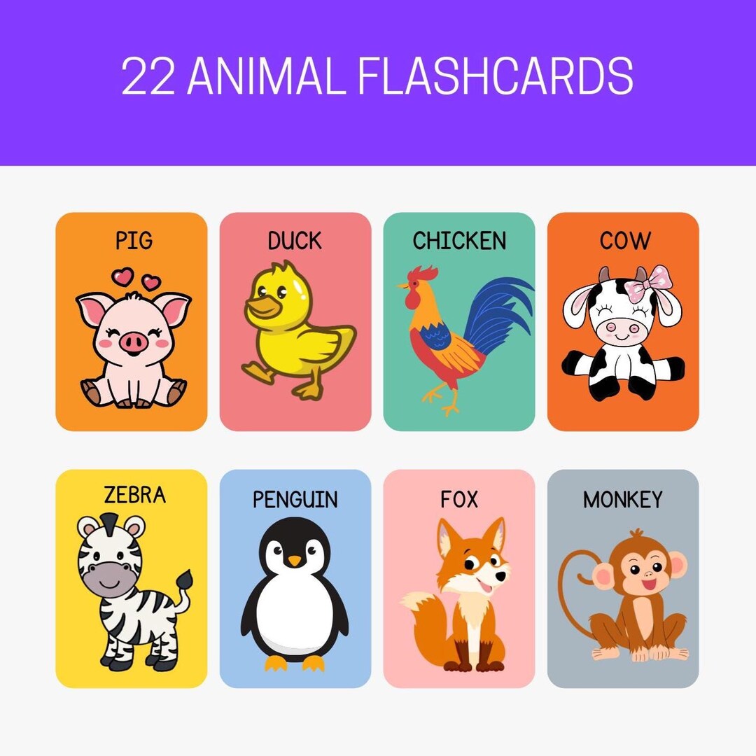 22 Animal Flashcards, Printable Flashcards, Preschool Flashcards ...
