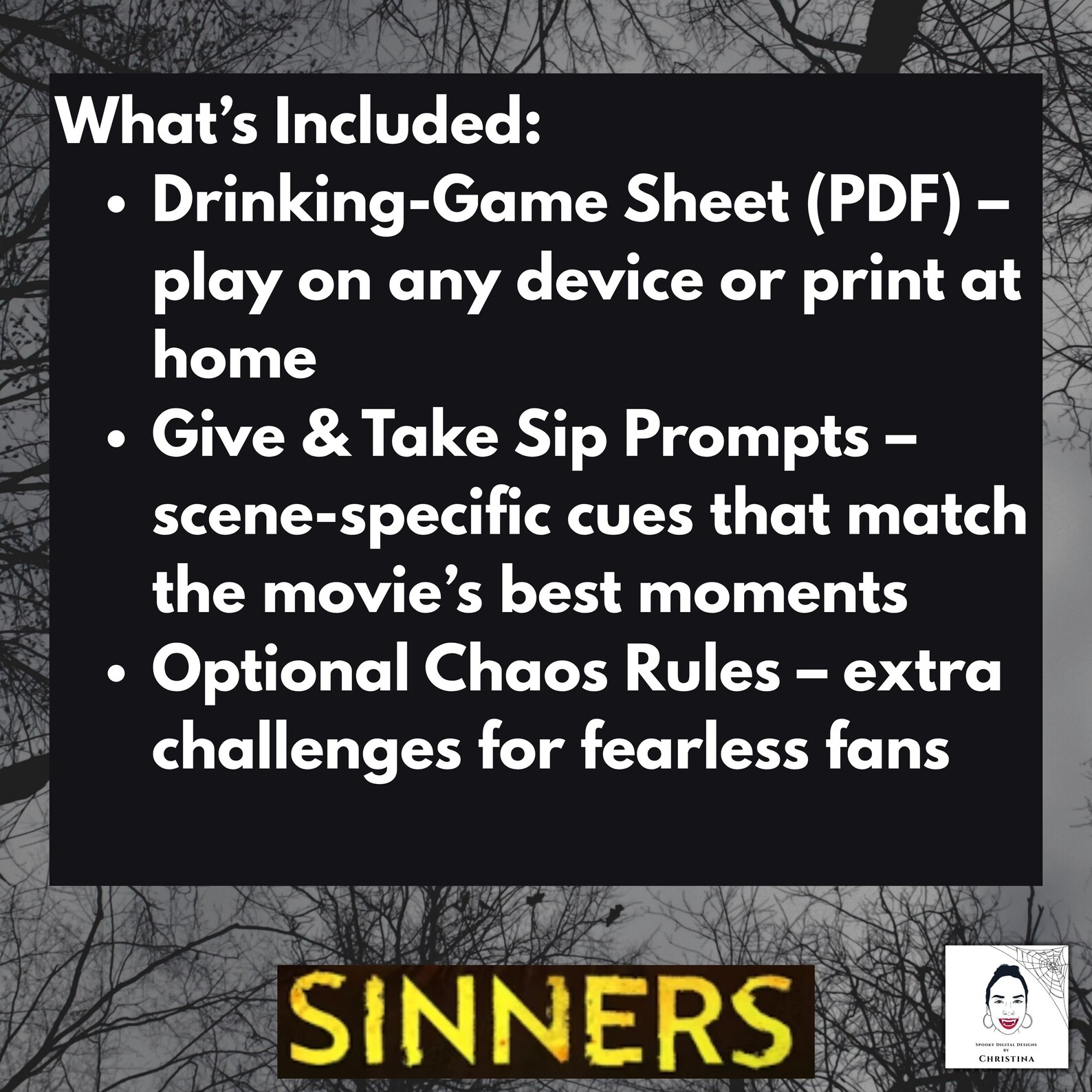 Drinking Game Scary Horror Movie Inspired Accessible Design (PDF ...