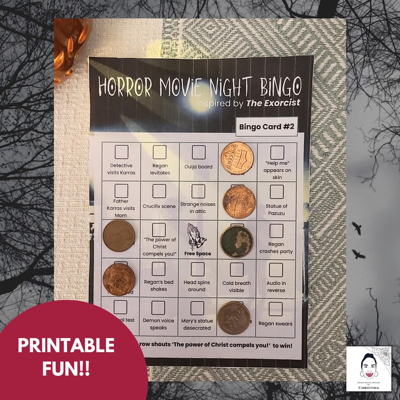 Scary Movie Bingo Game Inspired by Horror Movie Interactive Checkbox ...
