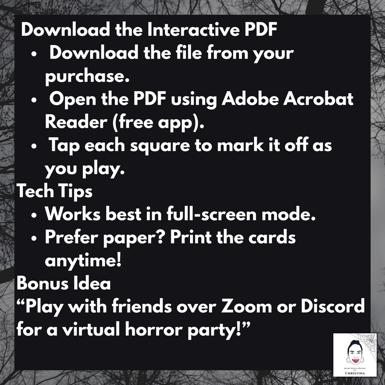 Scary Movie Bingo Game Inspired by Horror Movie Interactive Checkbox ...