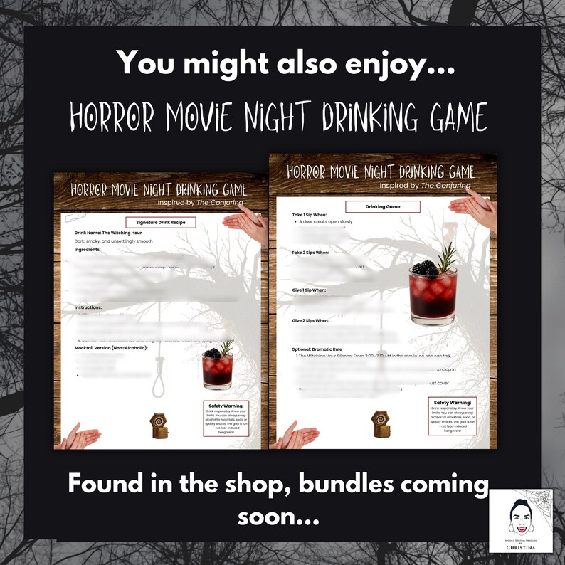 Scary Movie Bingo Game Inspired by Horror Movie Interactive Checkbox ...