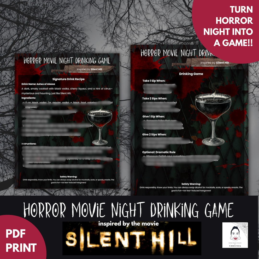Drinking Game Scary Horror Movie Inspired Accessible Design (PDF ...
