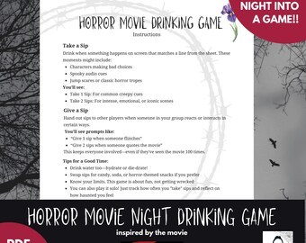 Drinking Game Scary Horror Movie Inspired Accessible Design (PDF ...