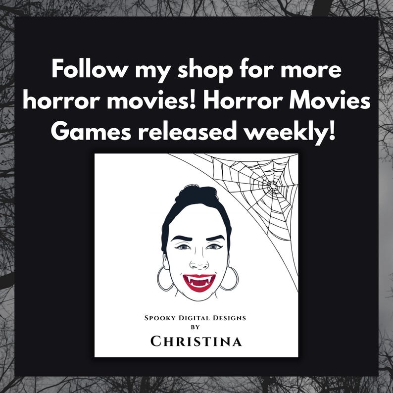 Scary Movie Bingo Game Inspired by Horror Movie Interactive Checkbox ...