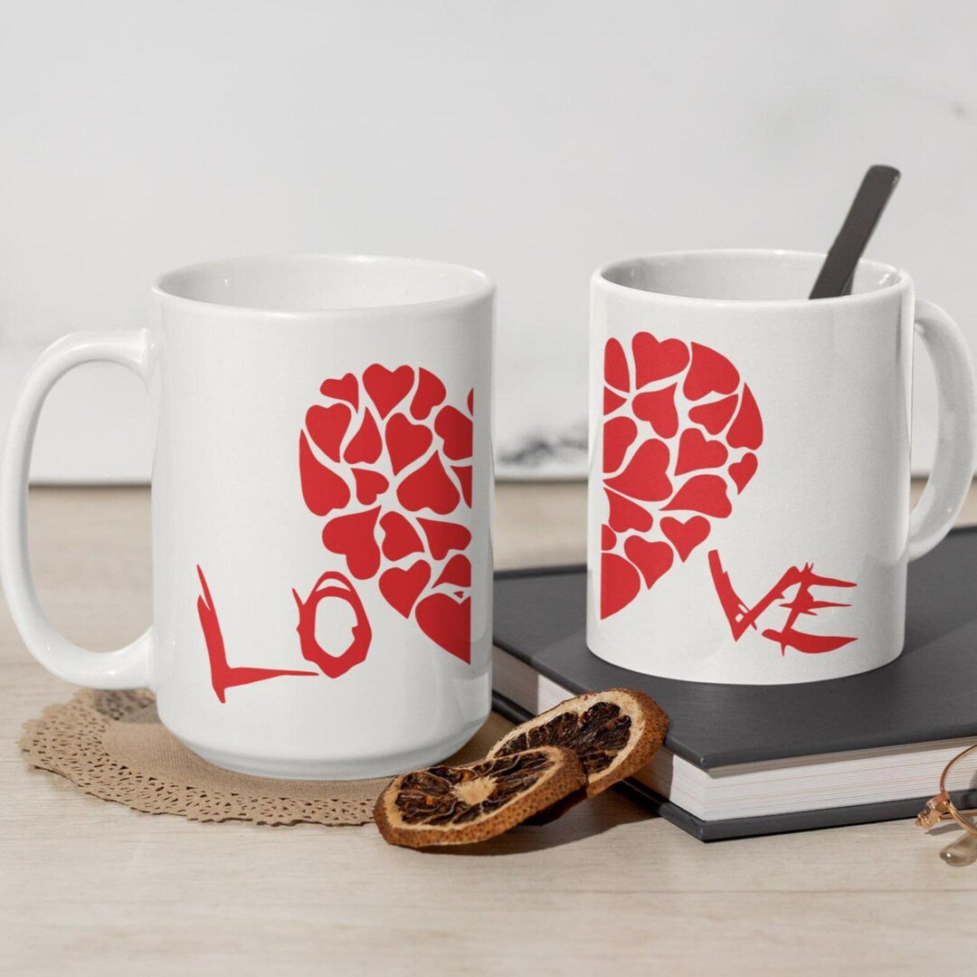 Love Heart Couple Mug – Matching Coffee Mugs for Couples, Valentine’s ...