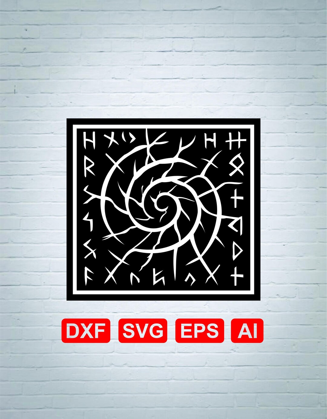 Viking Rune Spiral Laser Engraving File, CNC (dxf, Svg, Eps, Ai ...