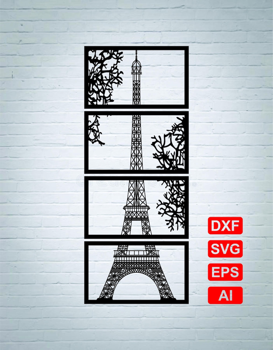 Eiffel Tower Vector File, Paris Wall Art, CNC Router, Laser Cut (svg ...