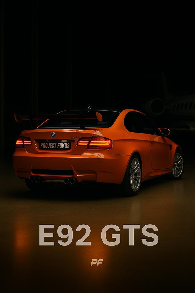 BMW E92 M3 GTS Poster – Fire Orange Rear View Wall Art | Digital Car ...