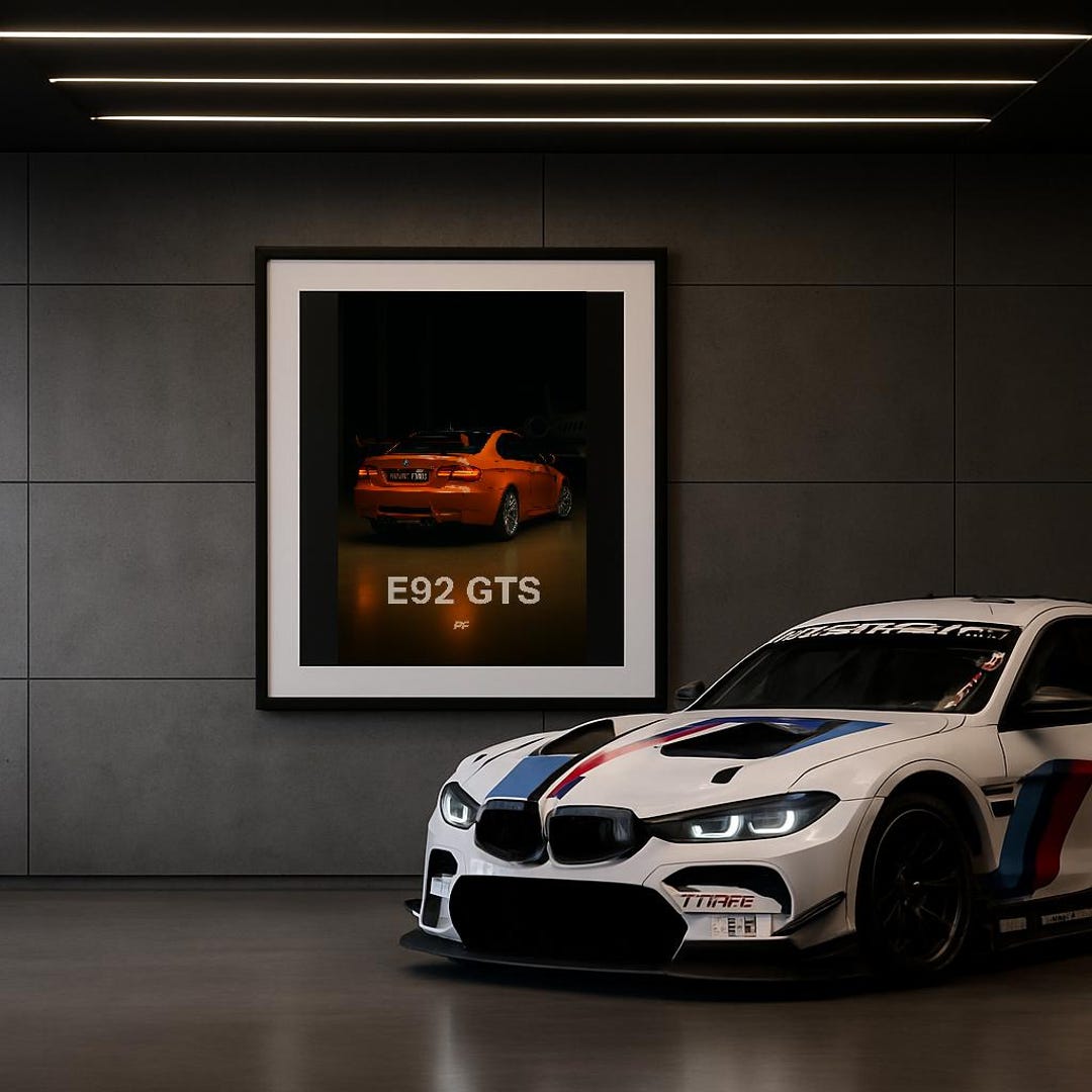 BMW E92 M3 GTS Poster – Fire Orange Rear View Wall Art | Digital Car ...