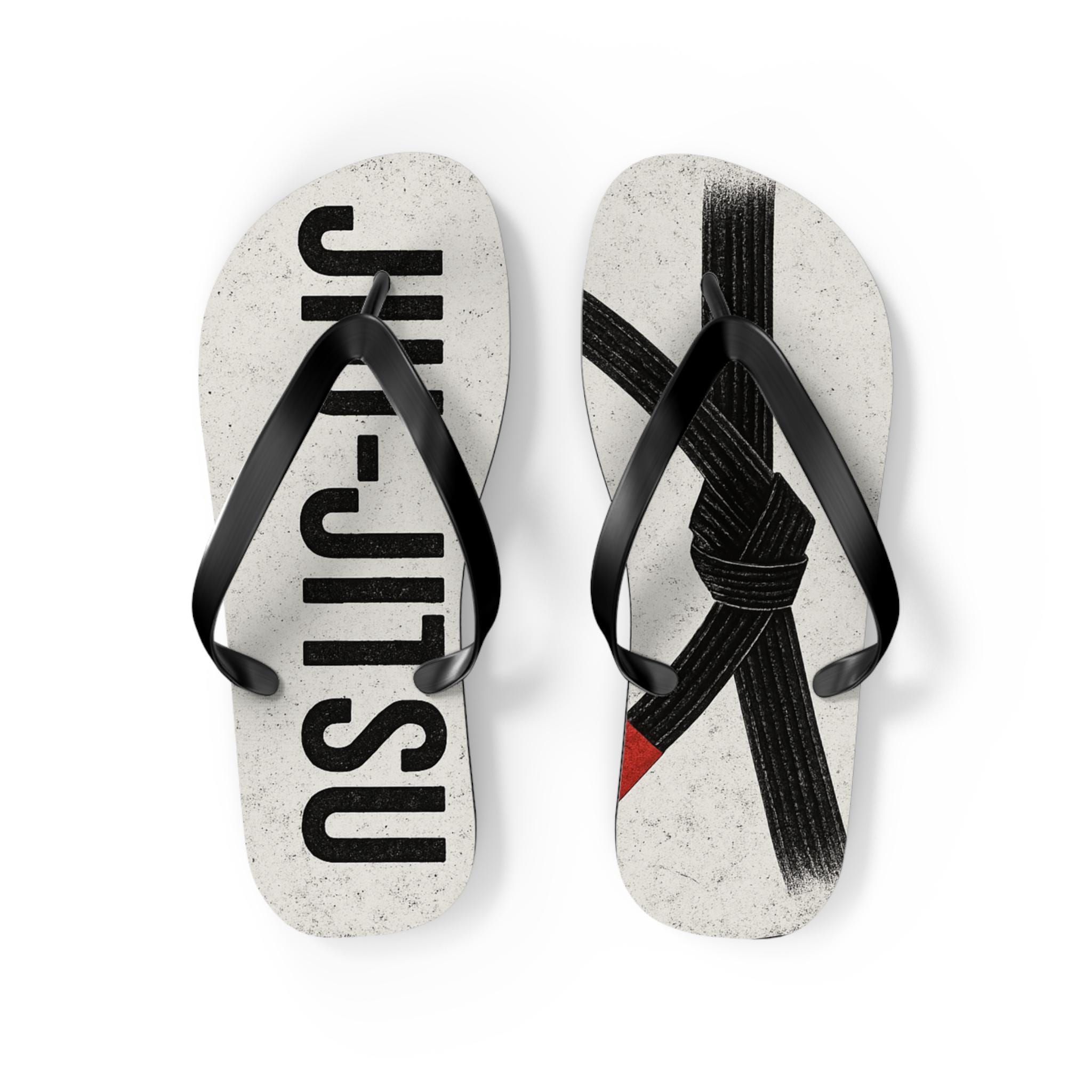 BJJ Jiu-jitsu Flip Flops - Black Belt Edition, Martial Arts Sandals ...