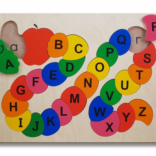 Wooden Butterfly Alphabet Puzzle Kindergarten Puzzle | Etsy