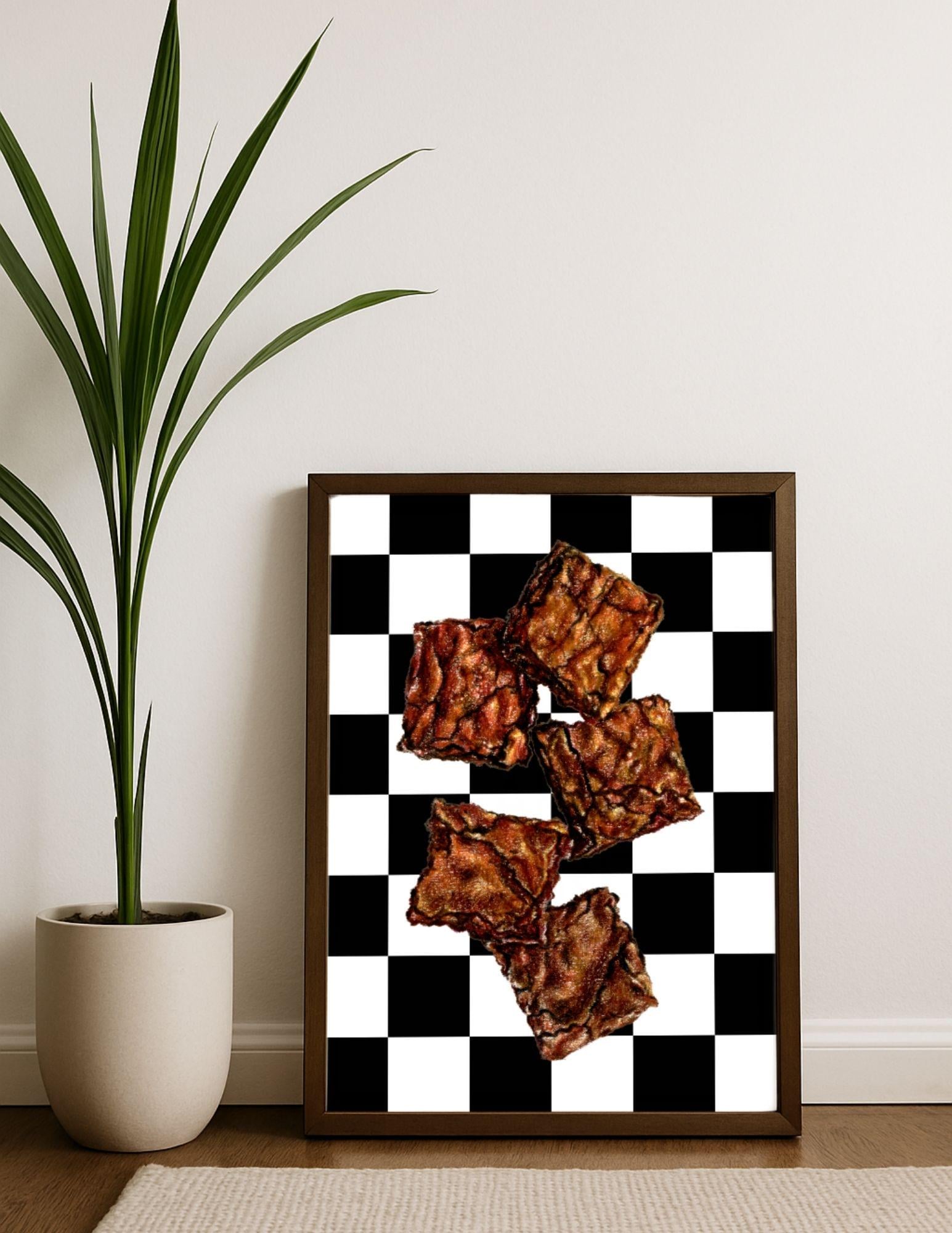 Brownie Art Print – Realistic Chocolate Dessert Wall Art With ...