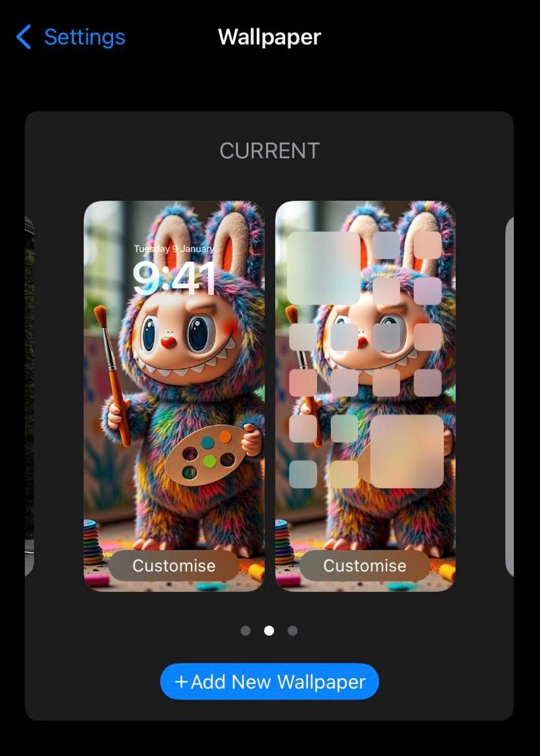 Labubu Artist Lockscreen | Paint Palette & Easel Cartoon Wallpaper ...