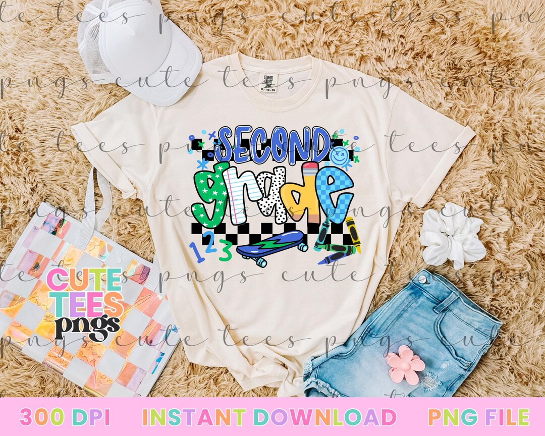 Cute Second Grade Shirt Png Boys Back to School Shirt Png Skateboard ...
