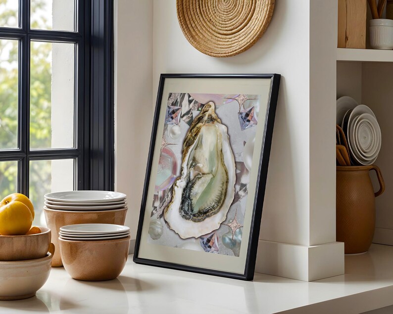 Oyster Digital Collage Poster | Kitchen Decor | Y2K Style | Digital ...