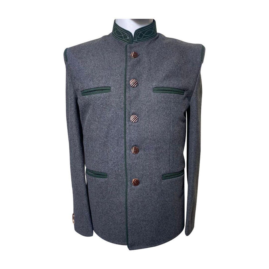 New Men's Charcoal Grey German Bavarian Jacket Tyrol Loden Trachan ...