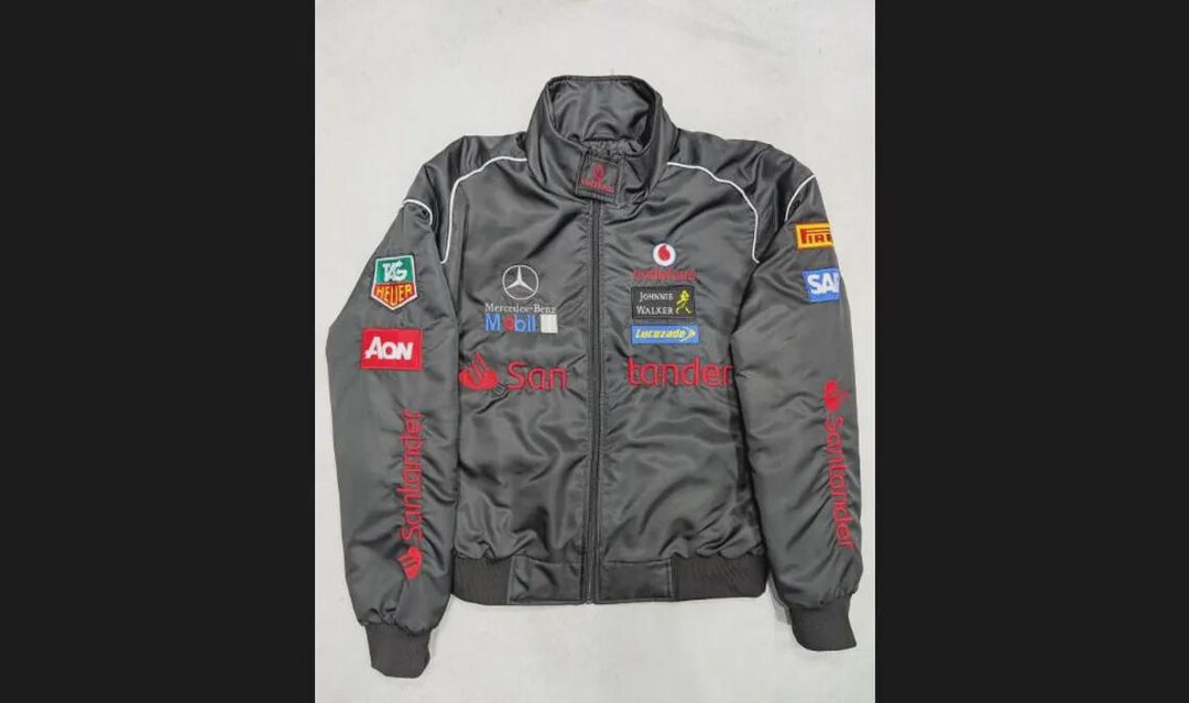 Oversized Vintage F1 Racing Jacket Black Retro Formula 1 Bomber Jacket ...