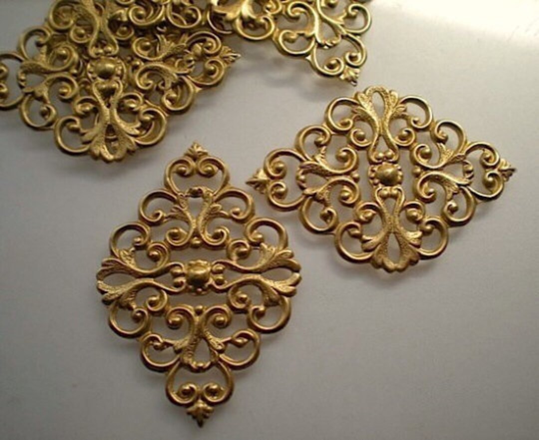 6 Fancy Brass Filigrees ZC323 - Etsy