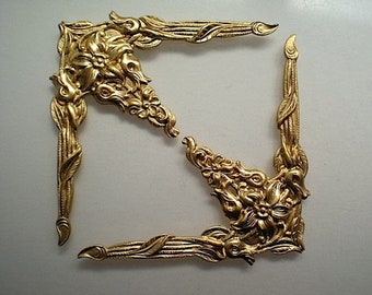 6 Small Brass Floral Corner Brackets ZC223 - Etsy
