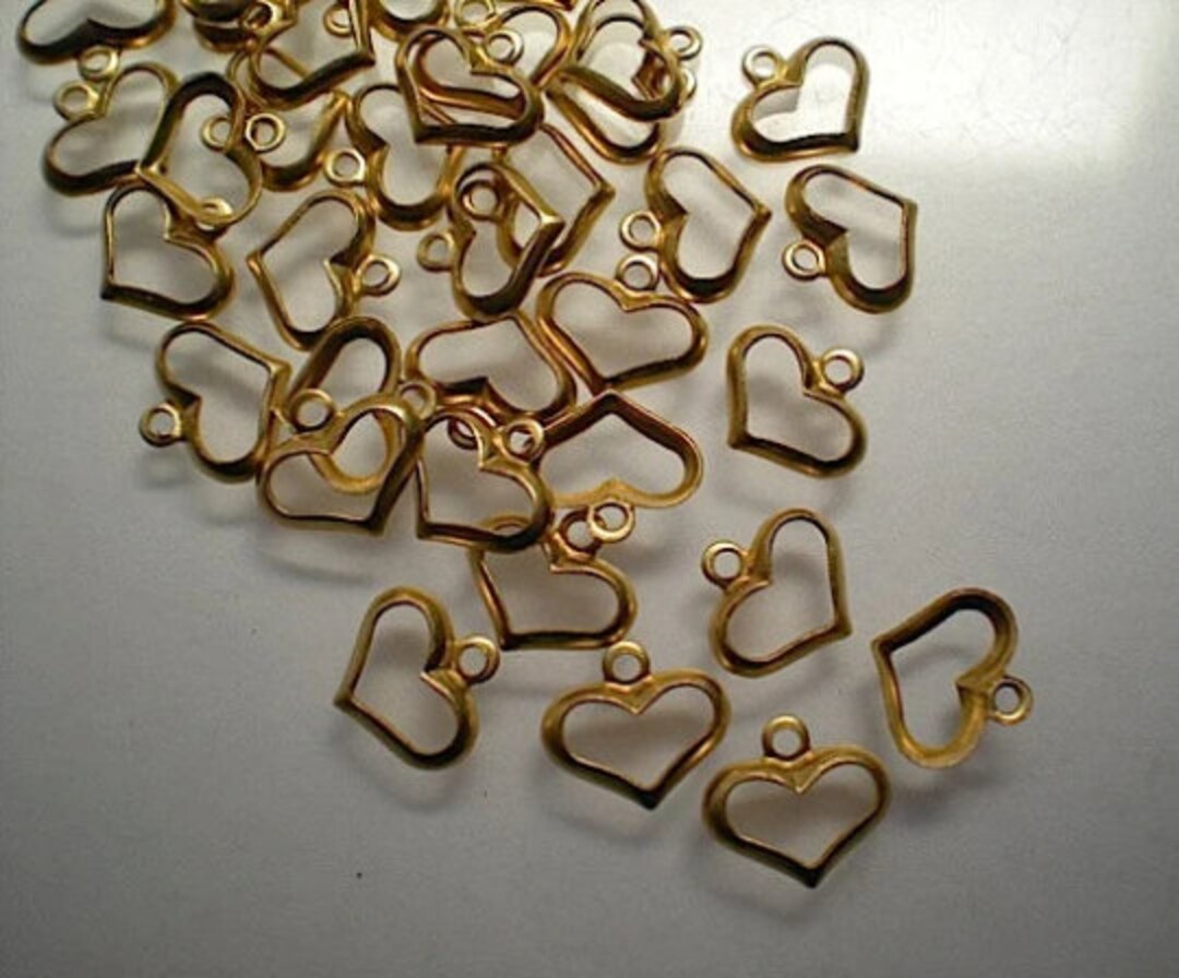 36 Tiny Brass Open Heart Charms ZA738 - Etsy