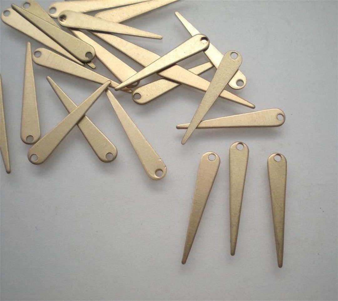 24 Flat Brass Skinny Spike Drops ZA617 - Etsy
