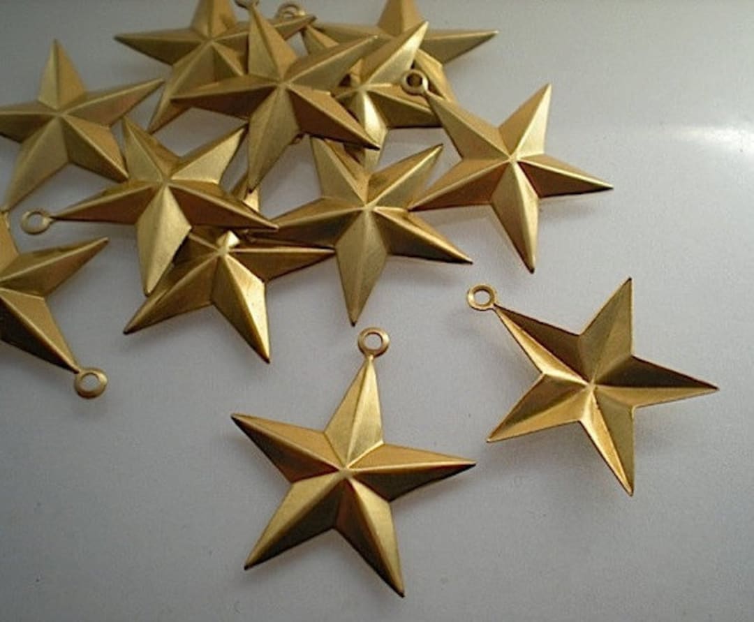 12 Large Brass Star Charms ZB322 - Etsy