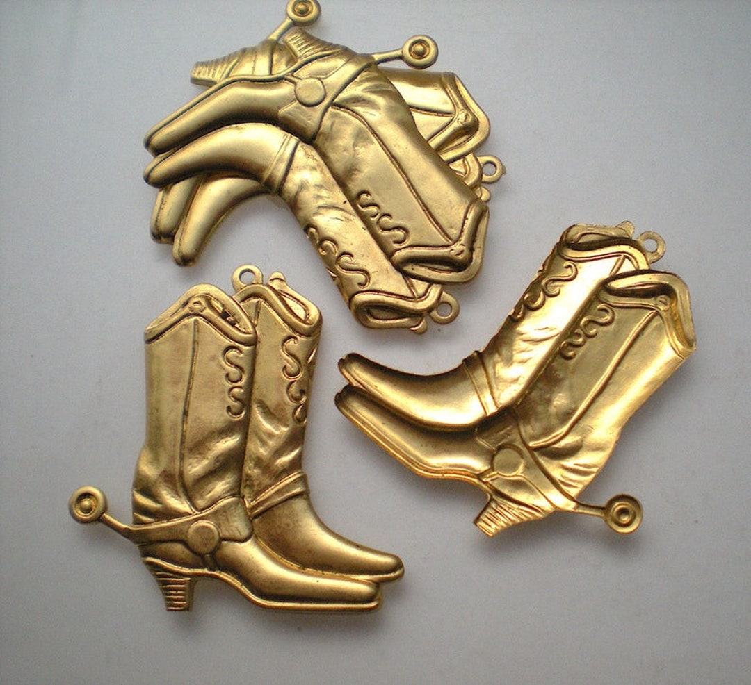 4 Brass Cowboy Boots Charms ZH301 - Etsy