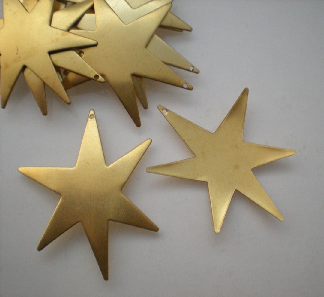 12 Large Funky Brass Star Charms ZB313 - Etsy
