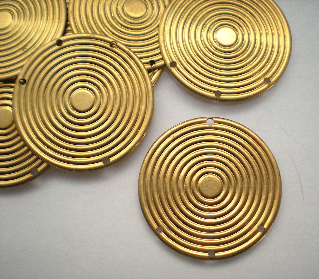 6 Brass Large Round Disc Stamping WITH 4 HOLES ZA171 - Etsy