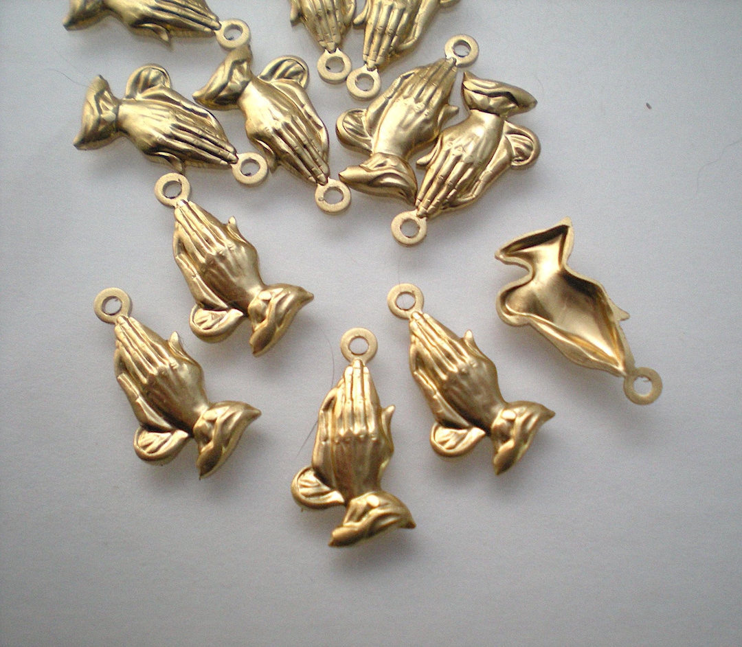 12 Small Brass Praying Hands Charms ZI183 - Etsy