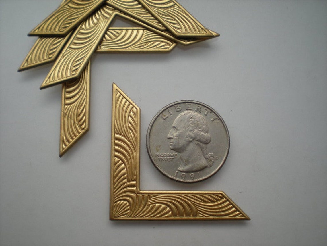 6 Brass Art Deco Corner Brackets ZC240 - Etsy