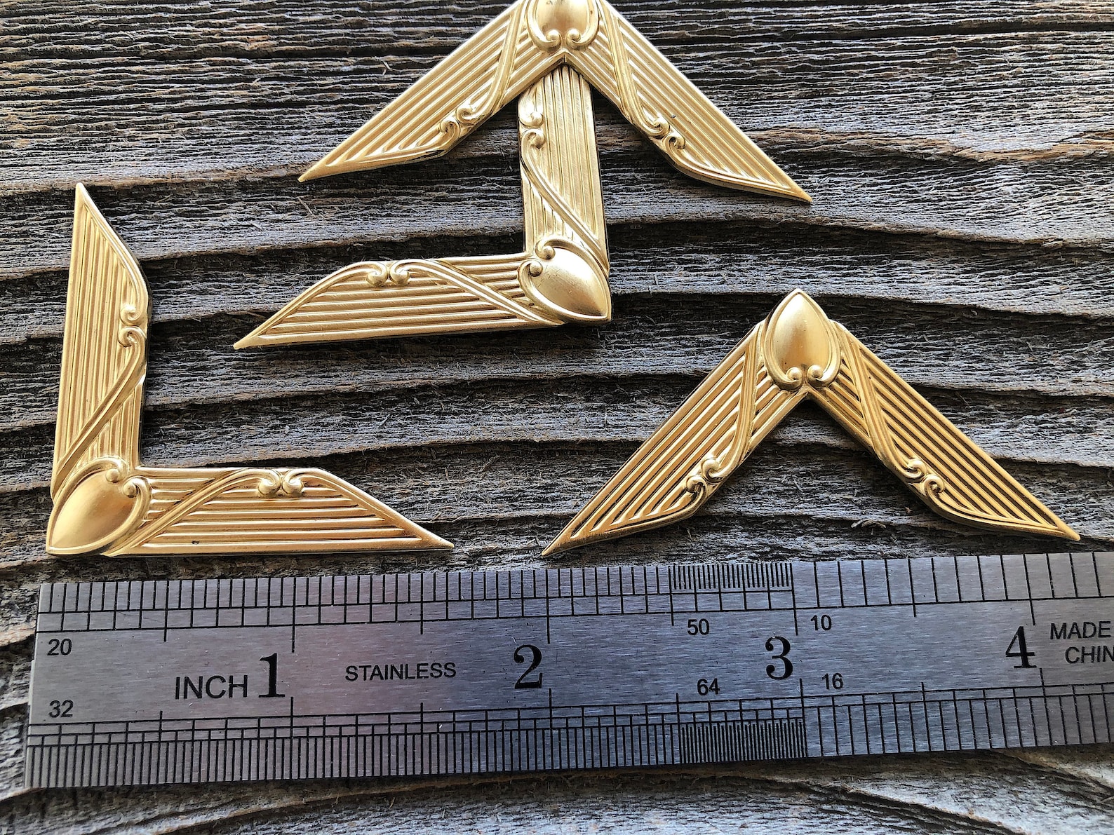 6 Brass Art Deco Corner Brackets ZC241 - Etsy