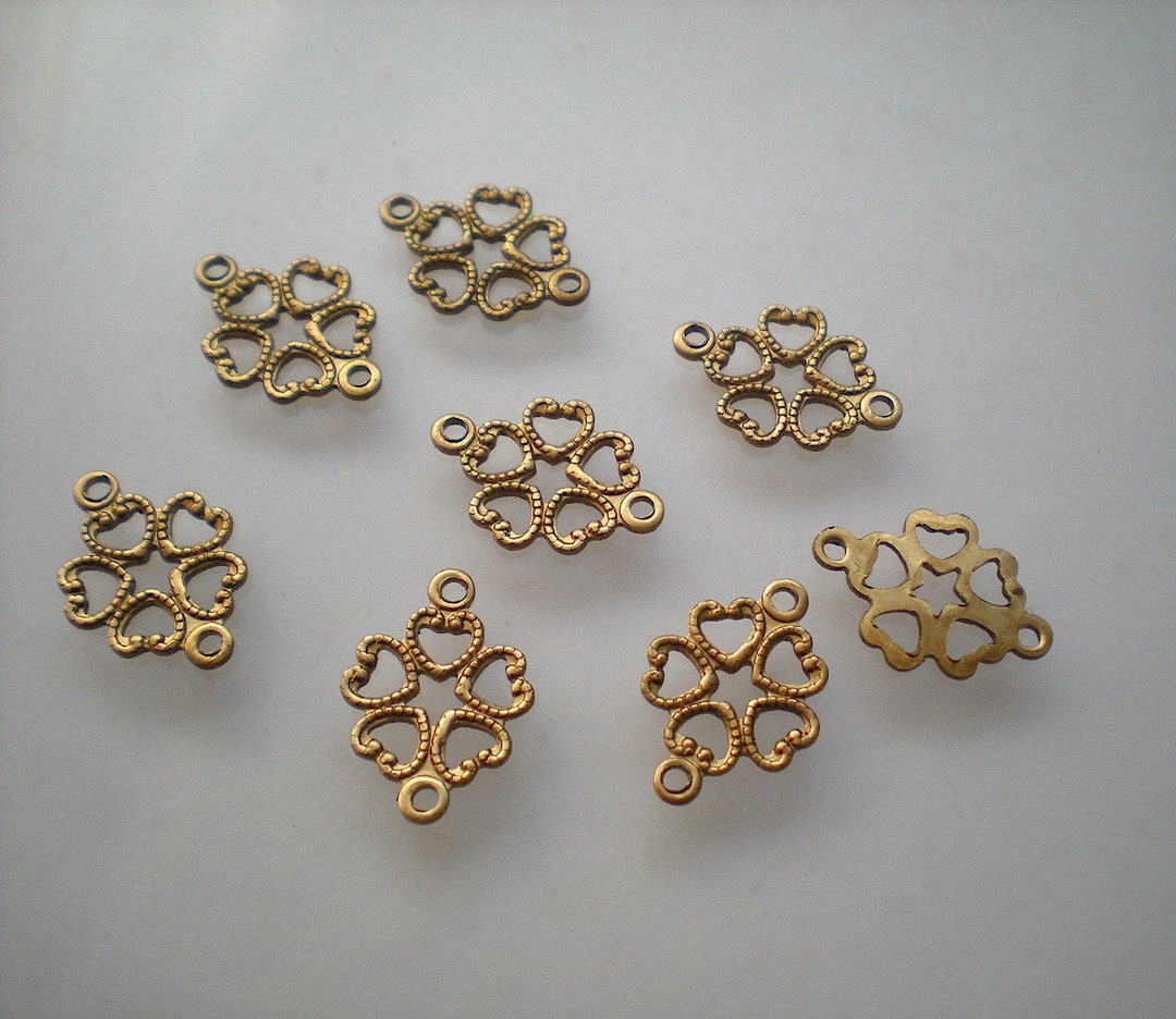 8 Brass Five Heart Connectors ZD219 - Etsy