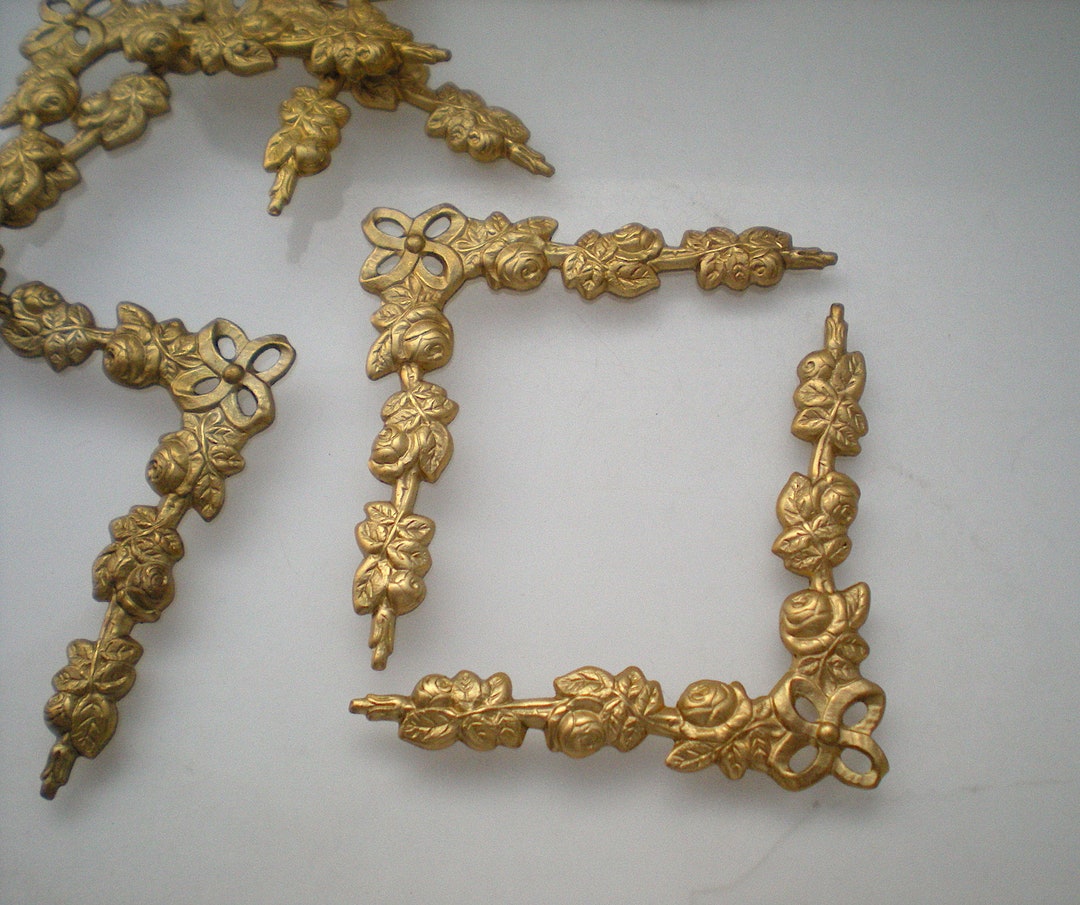 6 Brass Floral Corner Brackets ZC231 - Etsy