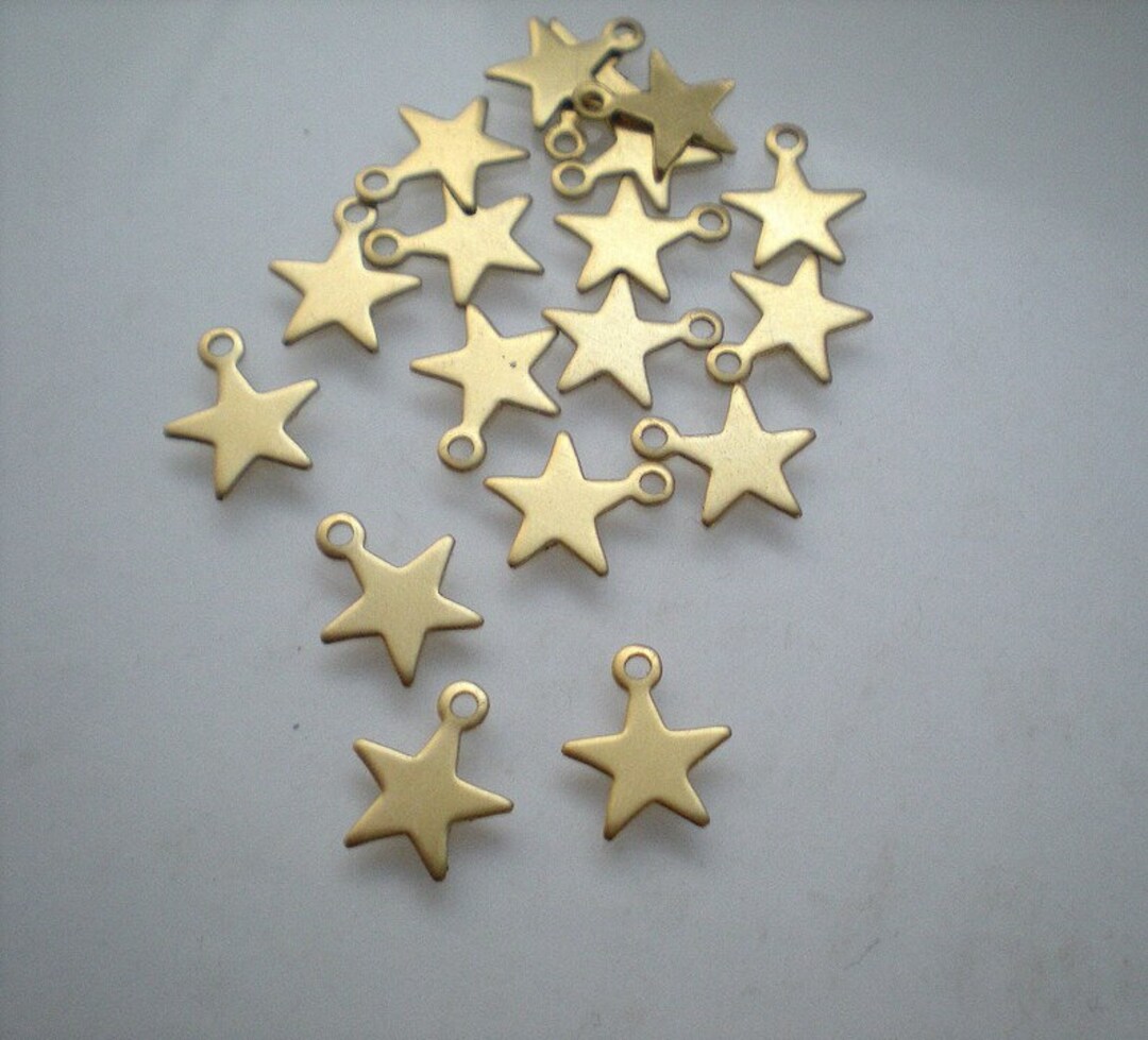 18 Tiny Brass Star With Ring Charms, 5/16” ZB333 - Etsy