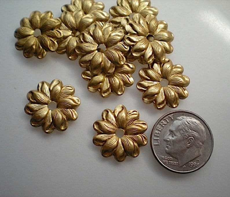 12 Brass Small Flower Mirror Rosettes ZC141 - Etsy