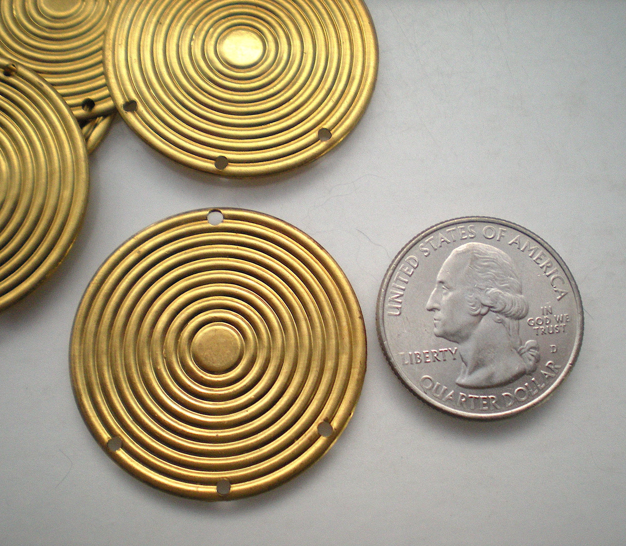 6 Brass Large Round Disc Stamping WITH 4 HOLES ZA171 - Etsy