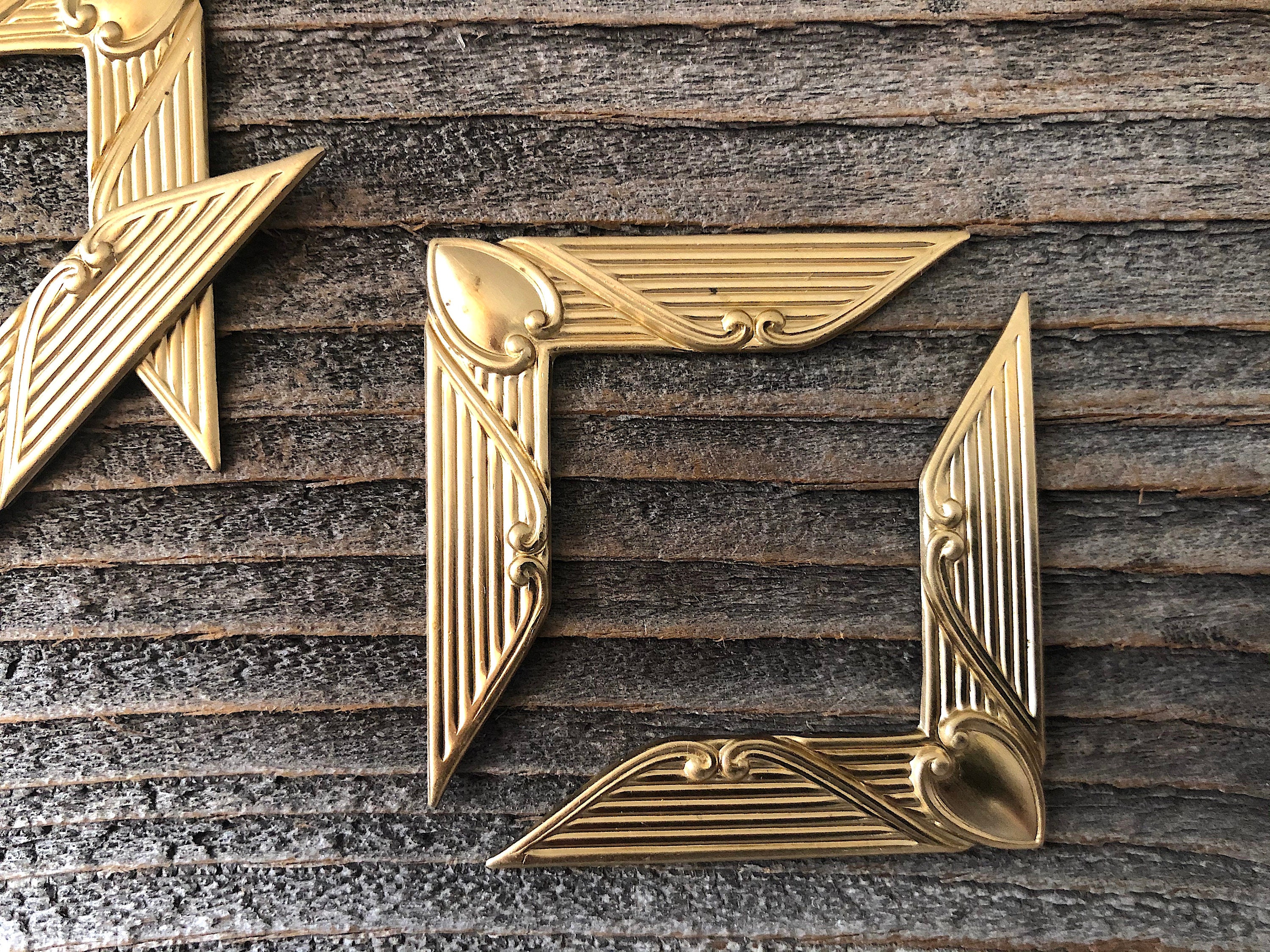 6 Brass Art Deco Corner Brackets ZC241 - Etsy