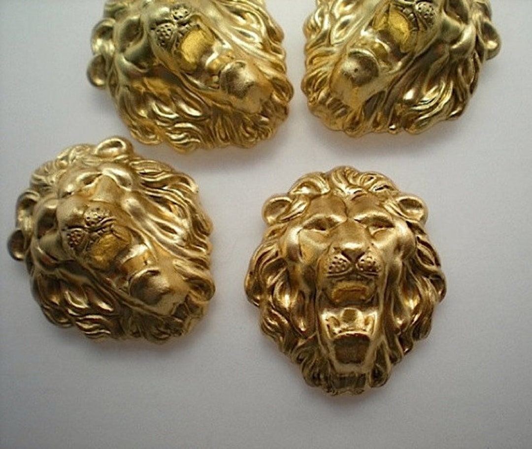 4 Medium Lion Head Stampings ZE123 - Etsy