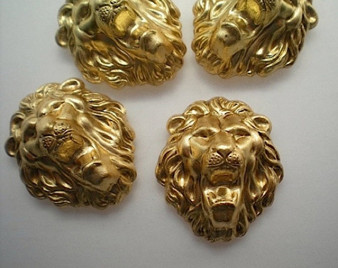 4 Medium Lion Head Stampings ZE123 - Etsy