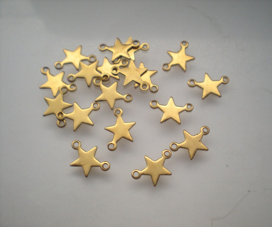 18 Tiny Flat Brass Star Connectors - Etsy