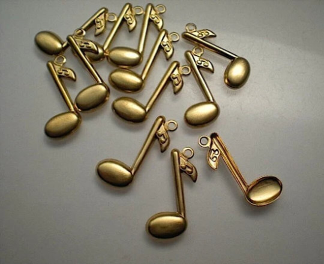 12 Large Brass Music Note Charms ZJ091 - Etsy