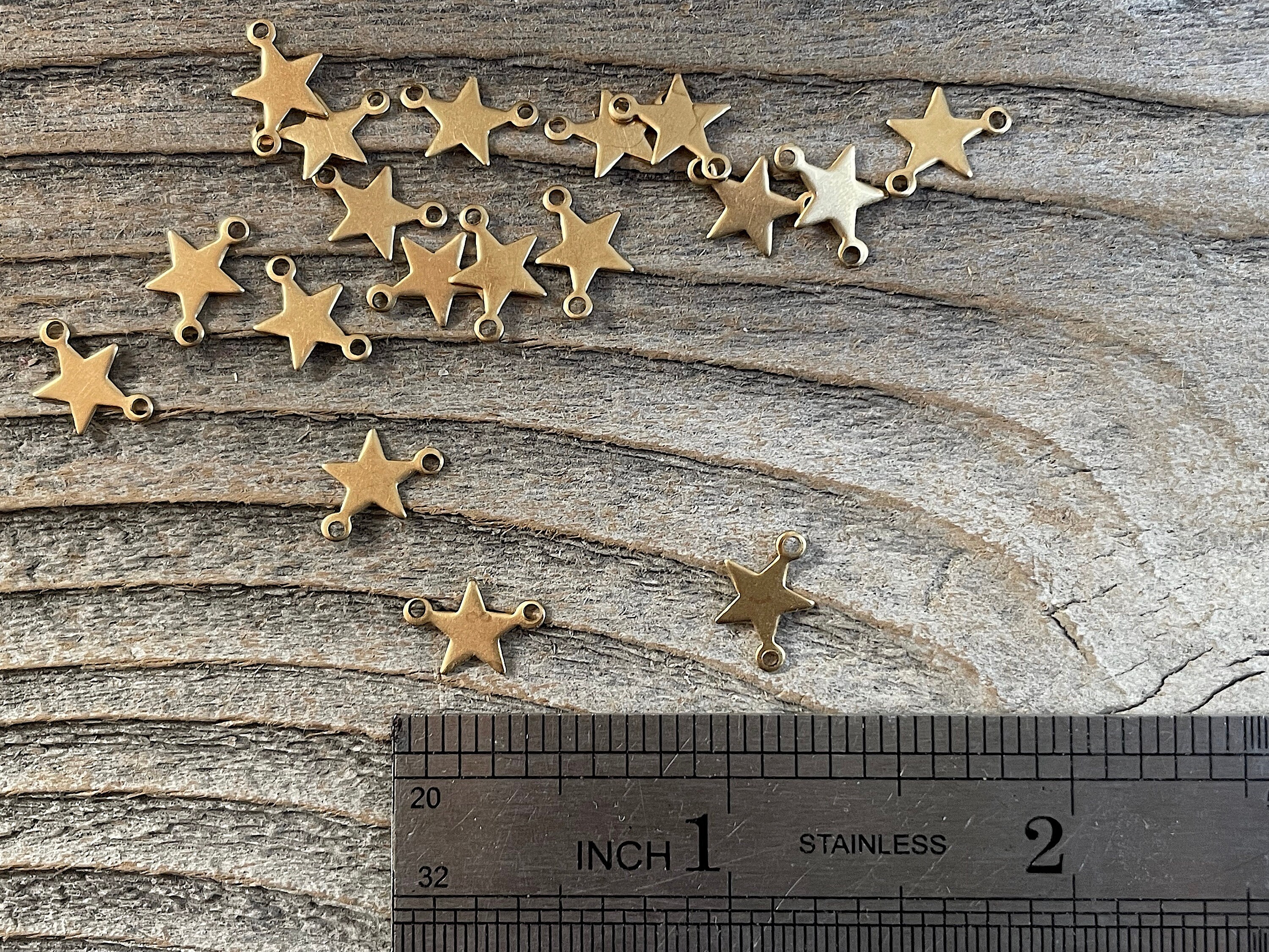 18 Tiny Flat Brass Star Connectors - Etsy