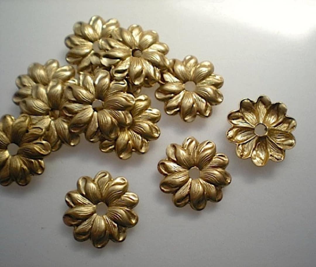 12 Brass Small Flower Mirror Rosettes ZC141 - Etsy