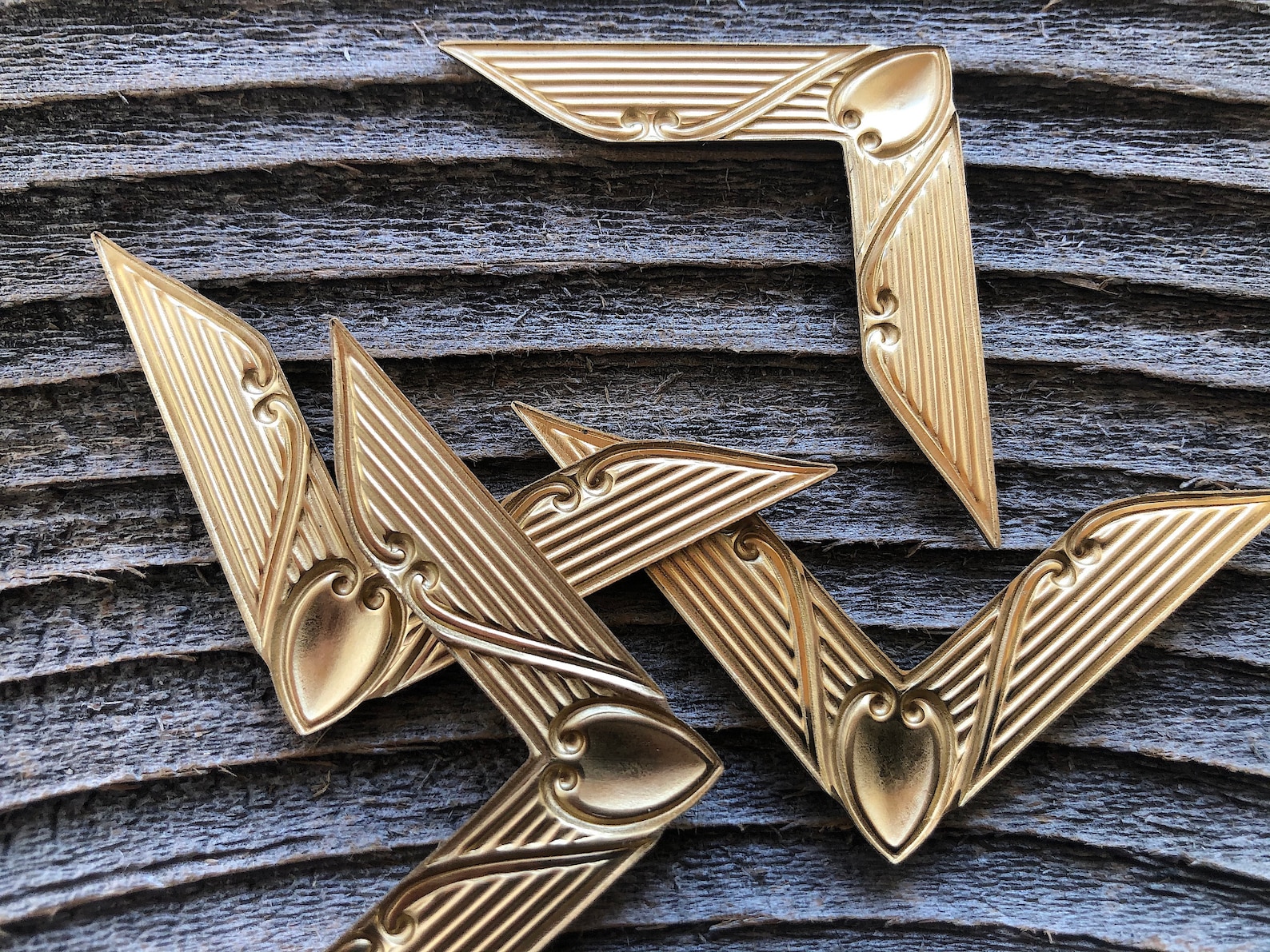 6 Brass Art Deco Corner Brackets ZC241 - Etsy