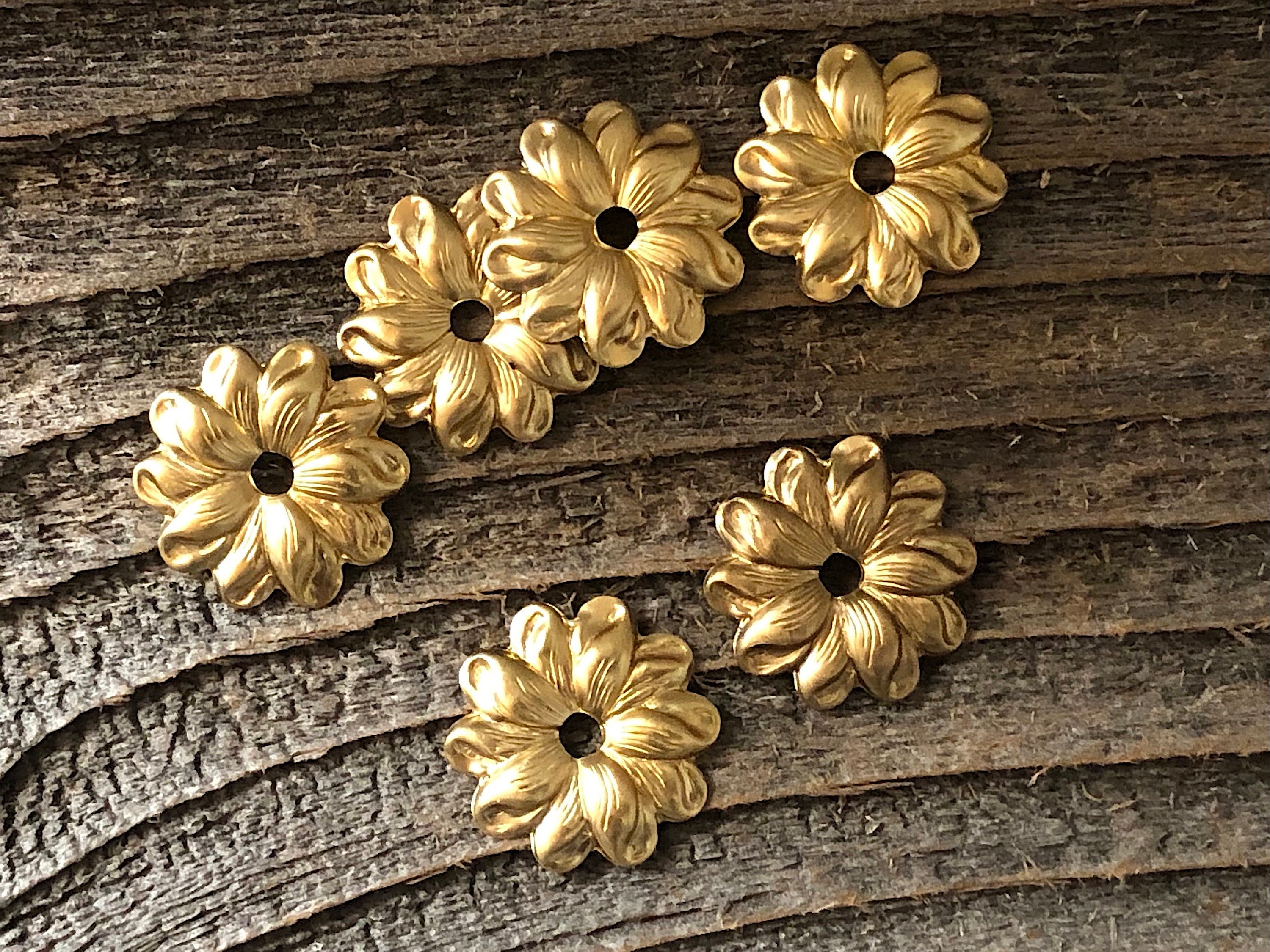 12 Brass Small Flower Mirror Rosettes ZC141 - Etsy